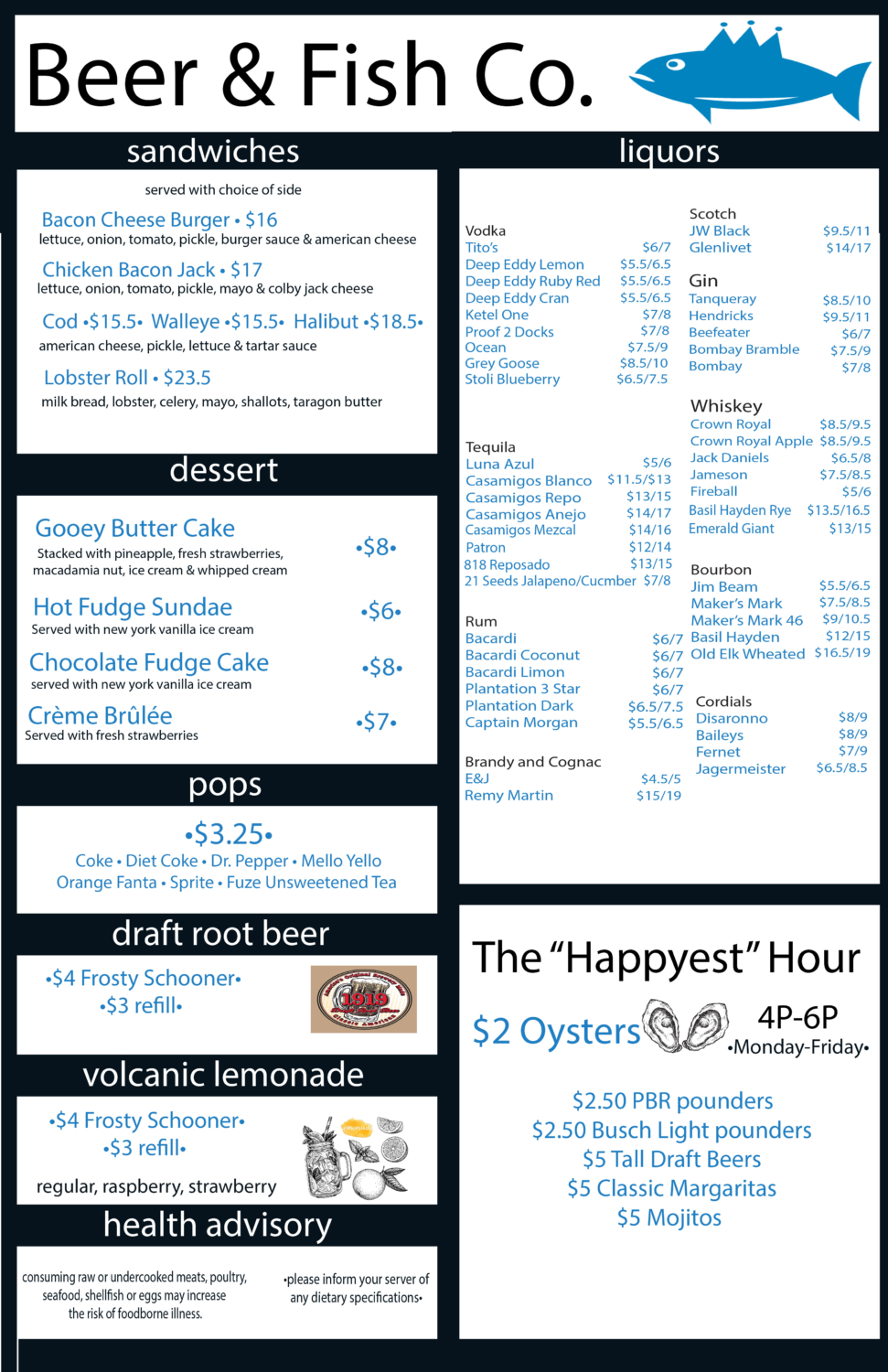 Menu - Beer and Fish Company